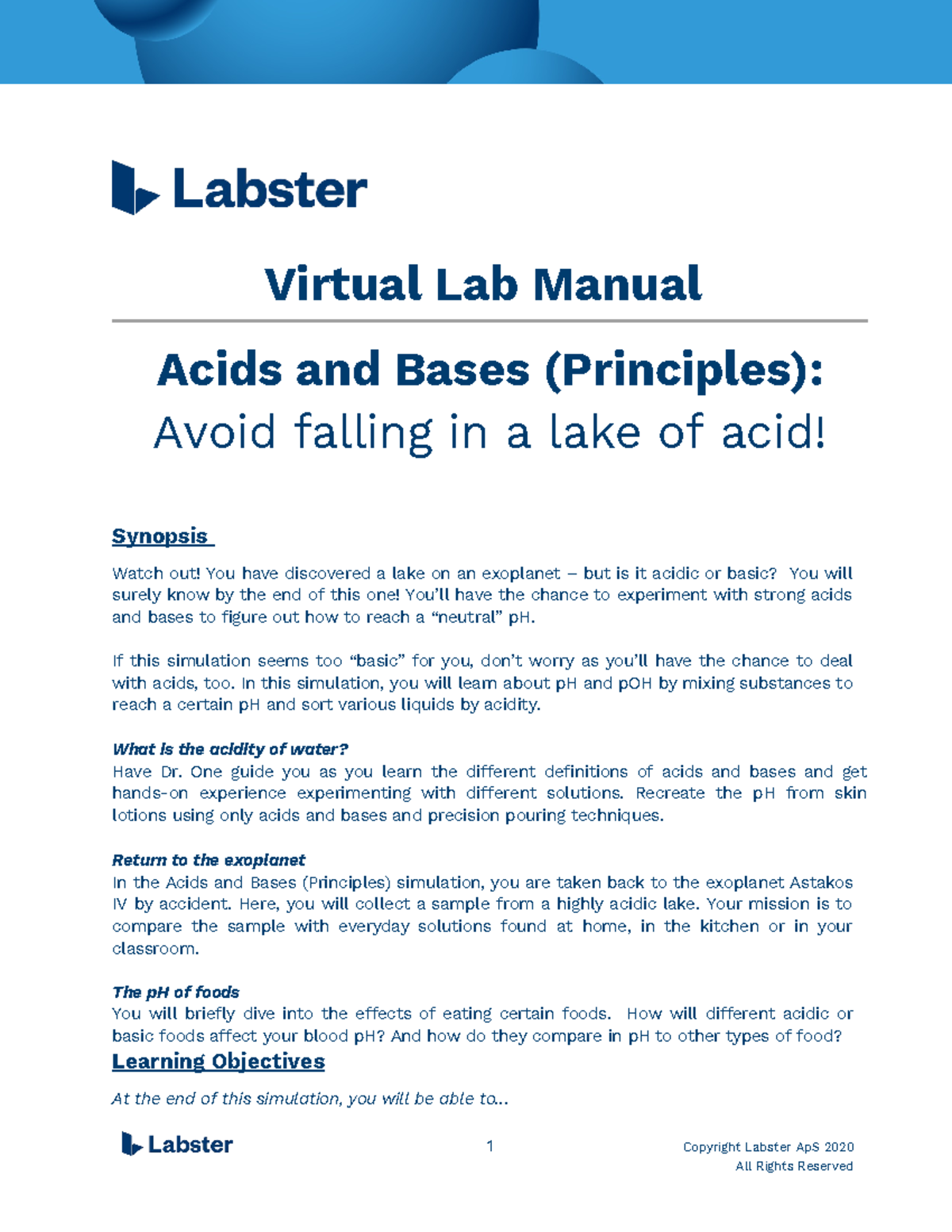 ACH Acids and Bases (Principles) Avoid falling in a lake of acid Lab ...