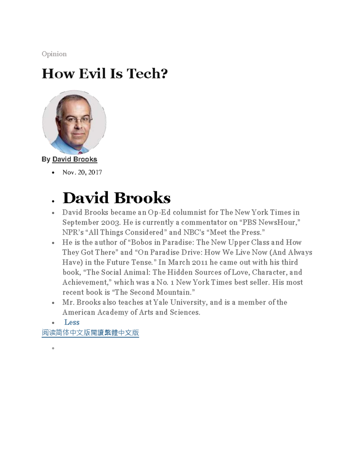 How Evil Is Tech? - Opinion Piece Analysis - Studocu