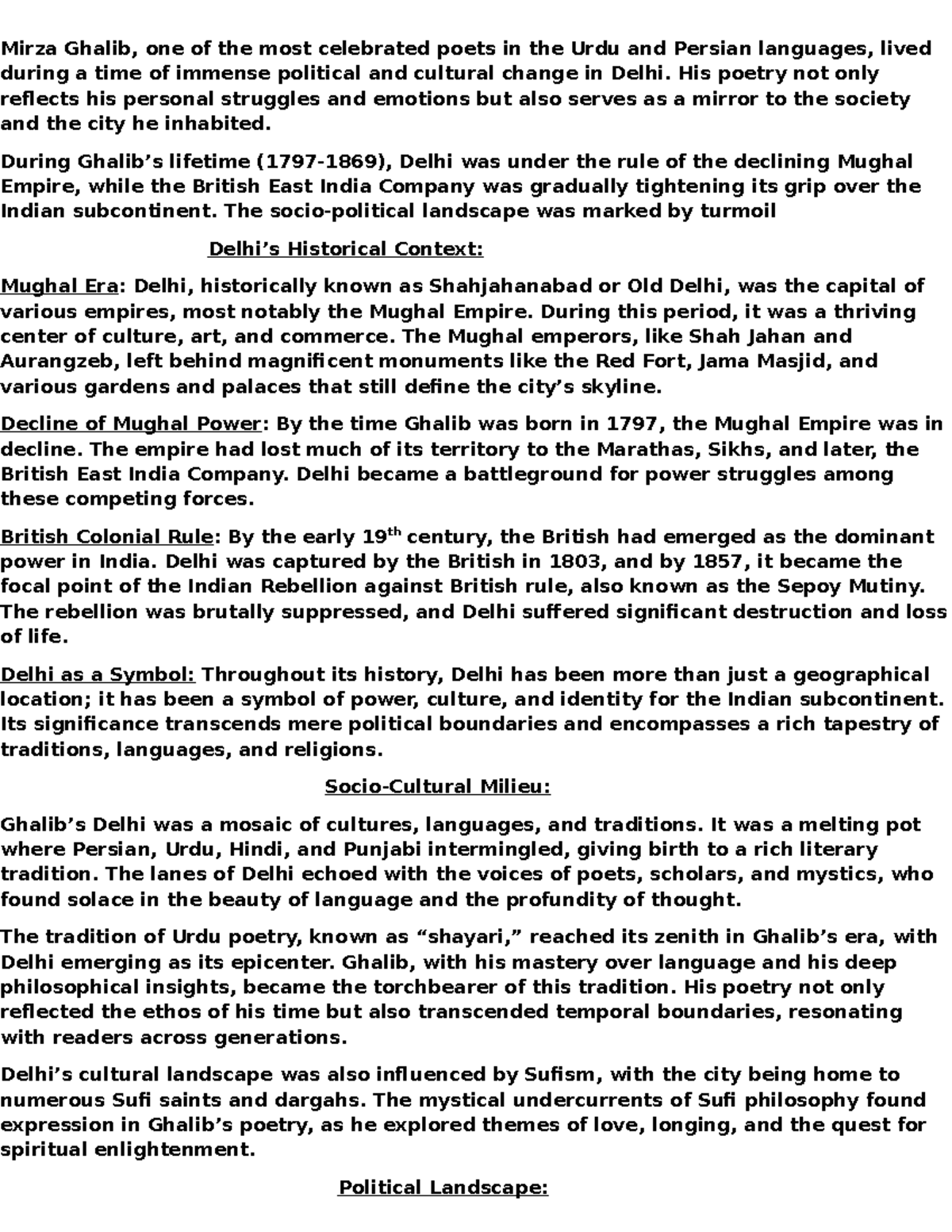 Ghalib's Perspective on Religion and Conversion: A Detailed Study (3700 ...