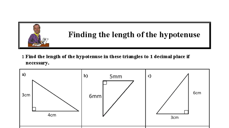 Pythagoras' Theorem: Finding Unknown Side Lengths and Hypotenuses - Studocu