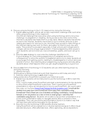 D173 Task 2 - passed - Task 2 Video Observation 1 A. 1. Enhancing ...