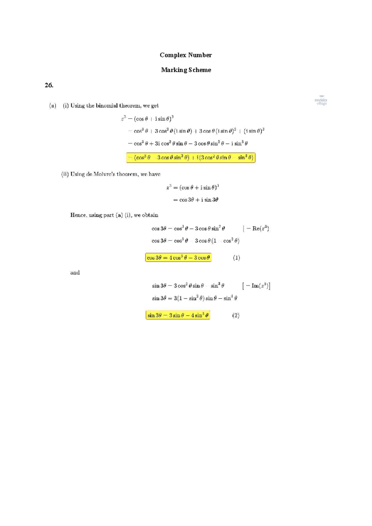 Complex Number MS - practices - Mathematics - Complex Number Marking ...