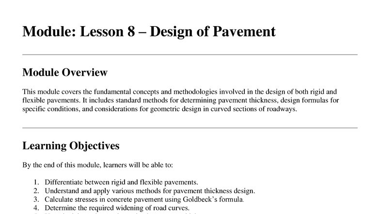 PAV 101: Lesson 8 - Design of Rigid & Flexible Pavements - Studocu