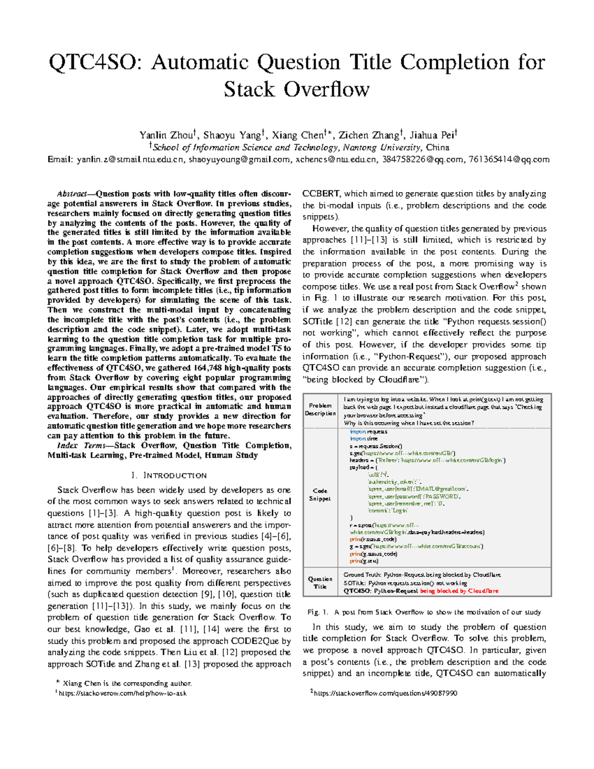 [ICPC 2023] QTC4SO: Enhancing Question Title Completion for Stack ...