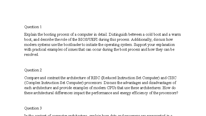 Term Paper 1: Booting Process, RISC vs CISC, and Computer Architecture ...