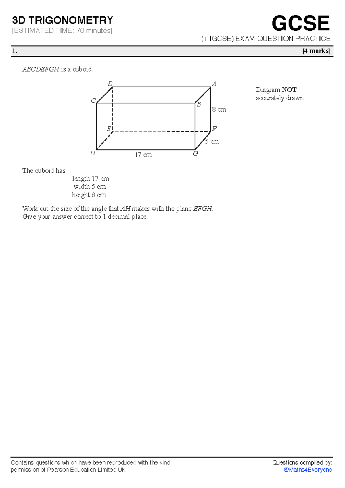 GCSE 3D Trigonometry (9-1) Practice Questions and Solutions - Studocu