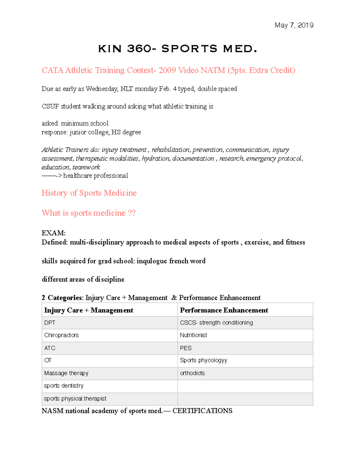 KIN 360 - Comprehensive Sports Medicine Study Notes for Exam ...