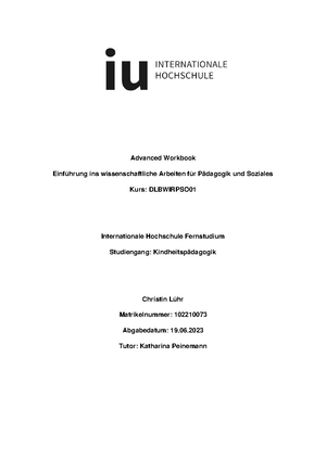Advanced Workbook - IU - Internationale Hochschule ADVANCED WORKBOOK ...