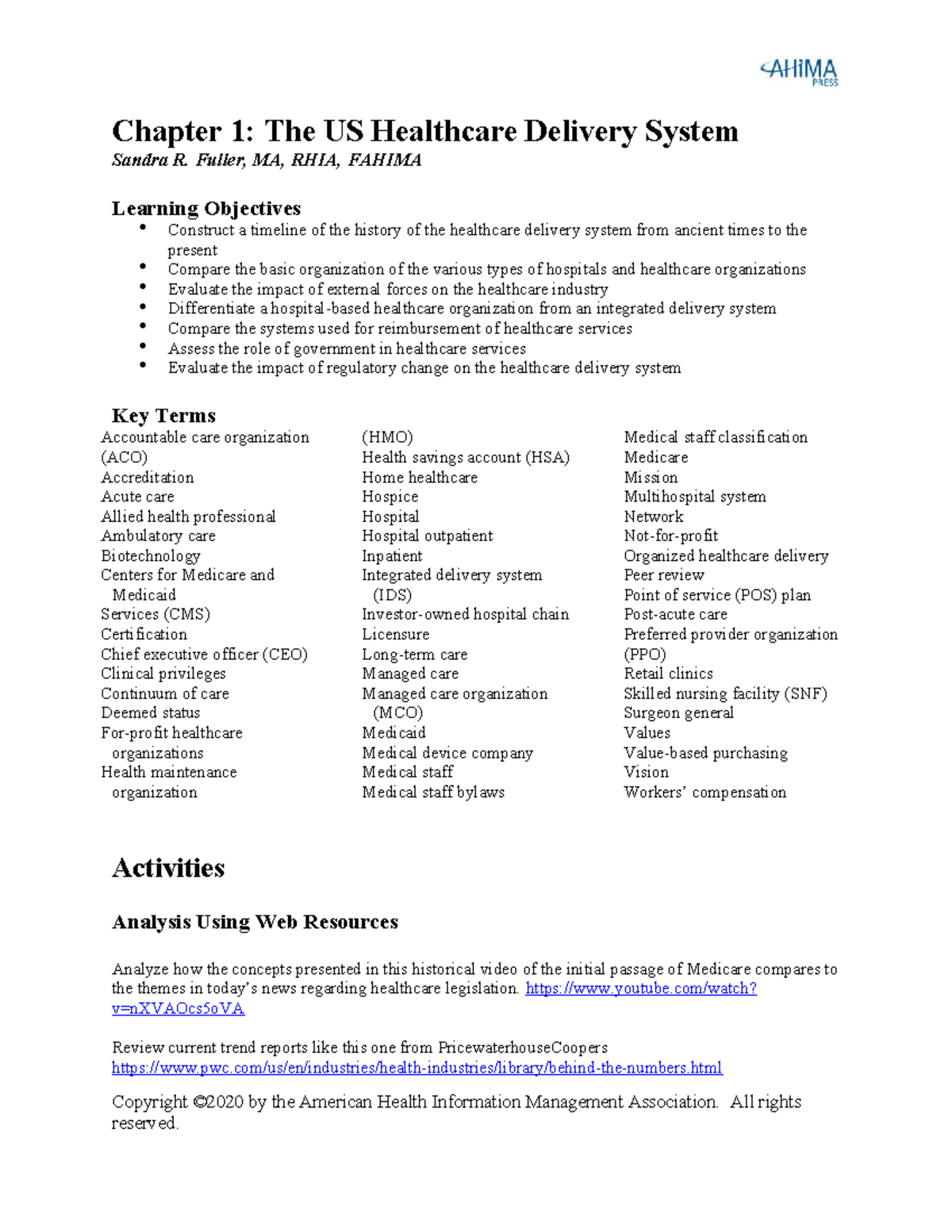 AB103318 Chapter 1: Overview of the US Healthcare Delivery System - Studocu
