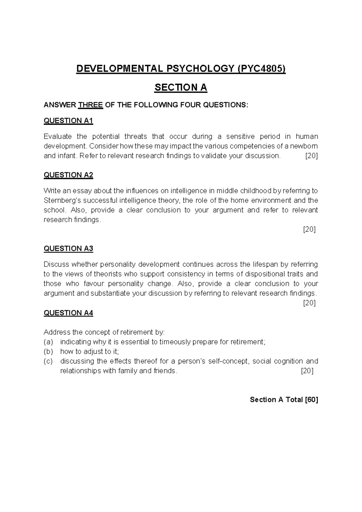 DEVELOPMENTAL PSYCHOLOGY (PYC4805) TUTORIAL NOTES FOR HRPYC81 - Studocu