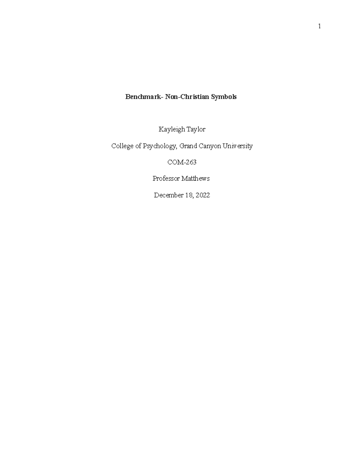 COM-263 Benchmark: Understanding Non-Christian Symbols in Buddhism ...