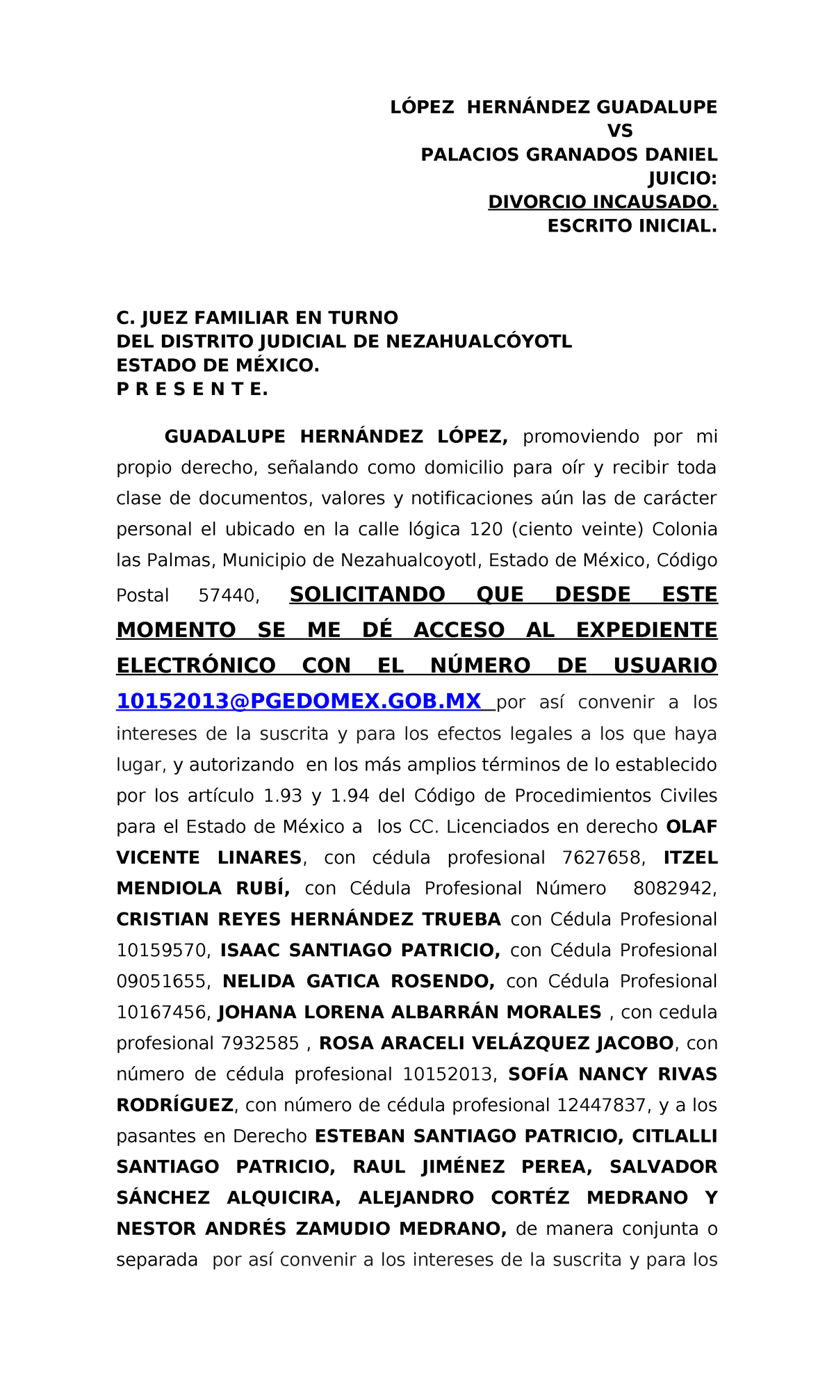 Divorcio Guadalupe Modificado - LÓPEZ HERNÁNDEZ GUADALUPE VS PALACIOS ...