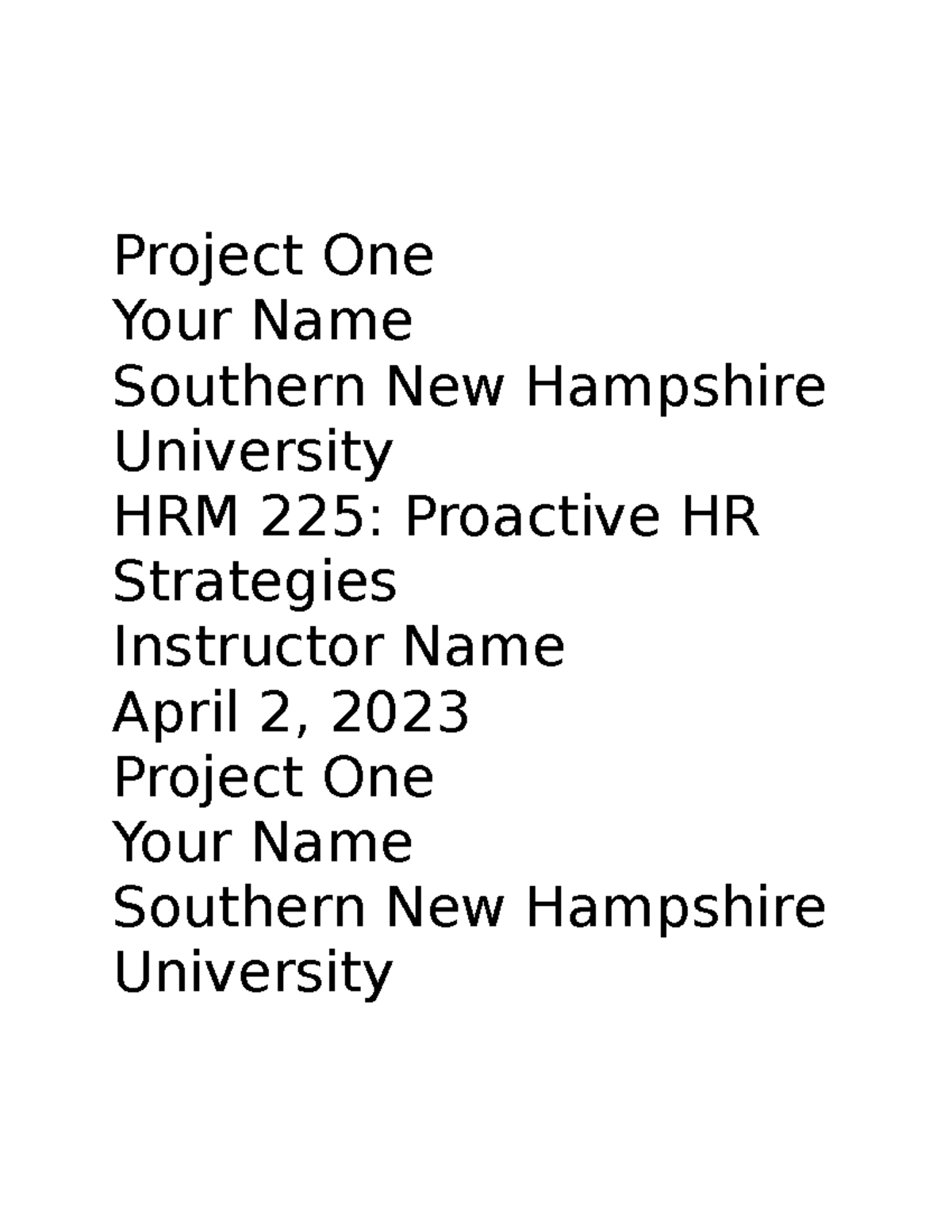 Module Five Project One - Project One Your Name Southern New Hampshire ...