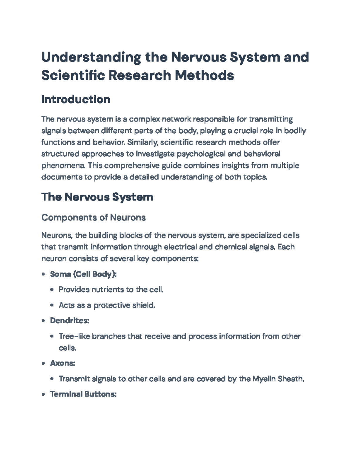 Understanding the Nervous System and Research Methods (PSY 101 ...