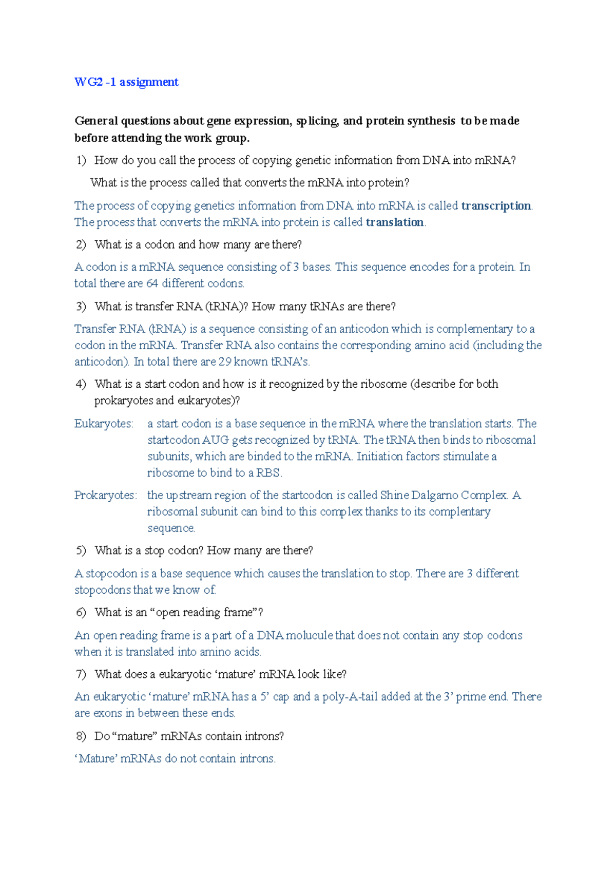 WG2 -1 Genetics Assignment 2.1: Gene Expression & Protein Synthesis ...