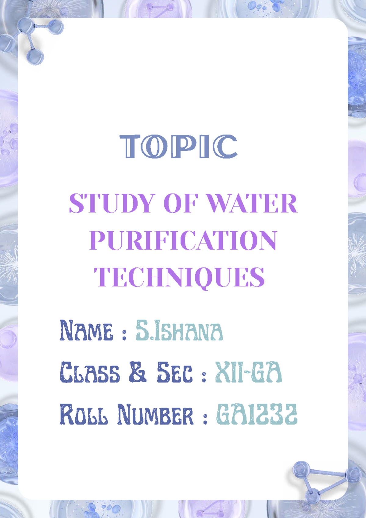 GA1232: Study of Water Purification Techniques and Methods - Studocu