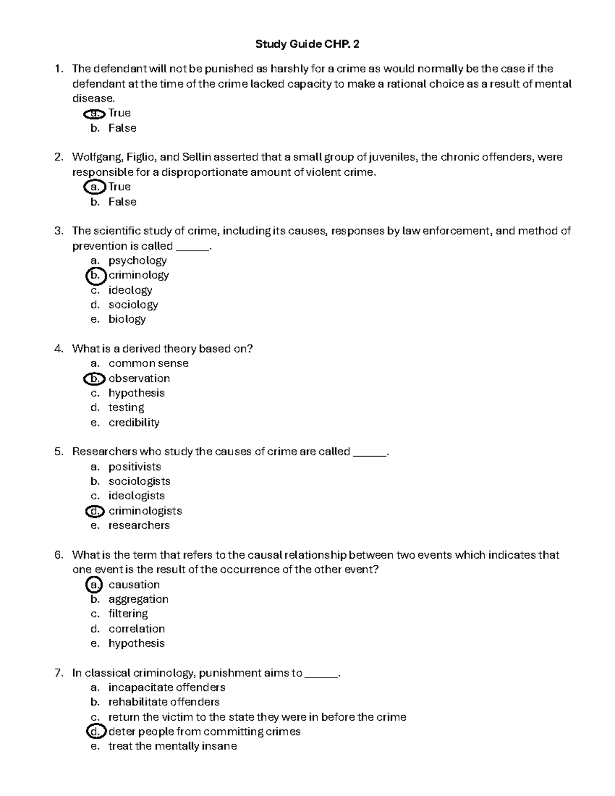 Study Guide: Criminology Concepts & Theories (CHP 2) - Studocu