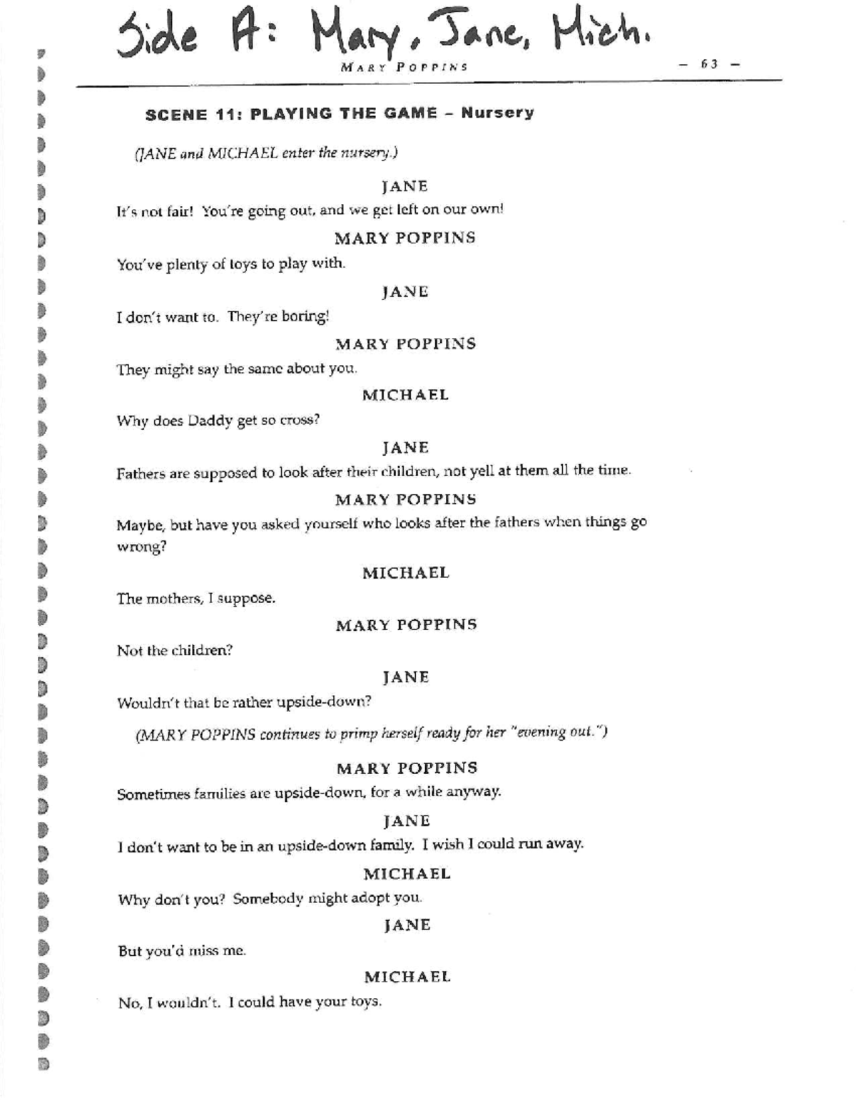 Mary Poppins Script Excerpts: Scenes 11 & 2 Analysis - Studocu