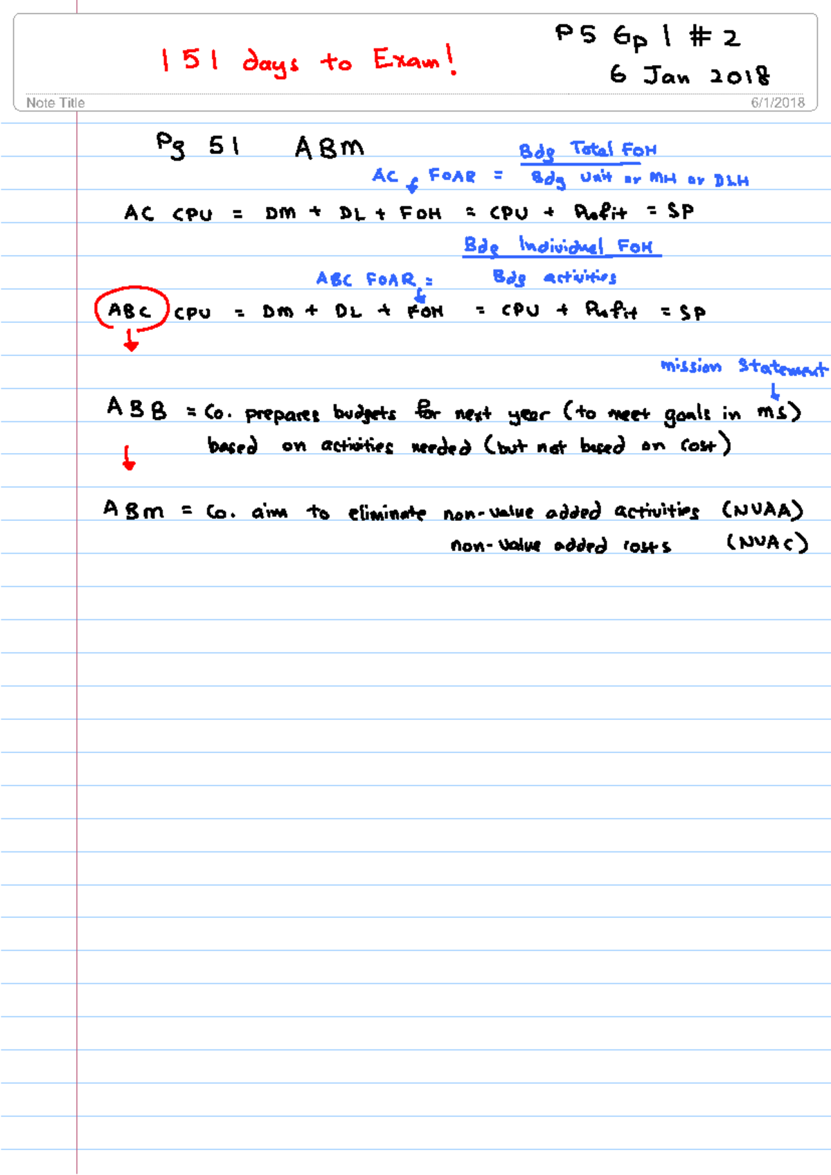 P5 Lesson Lecture Note 2: Activity-Based Management Insights - Studocu