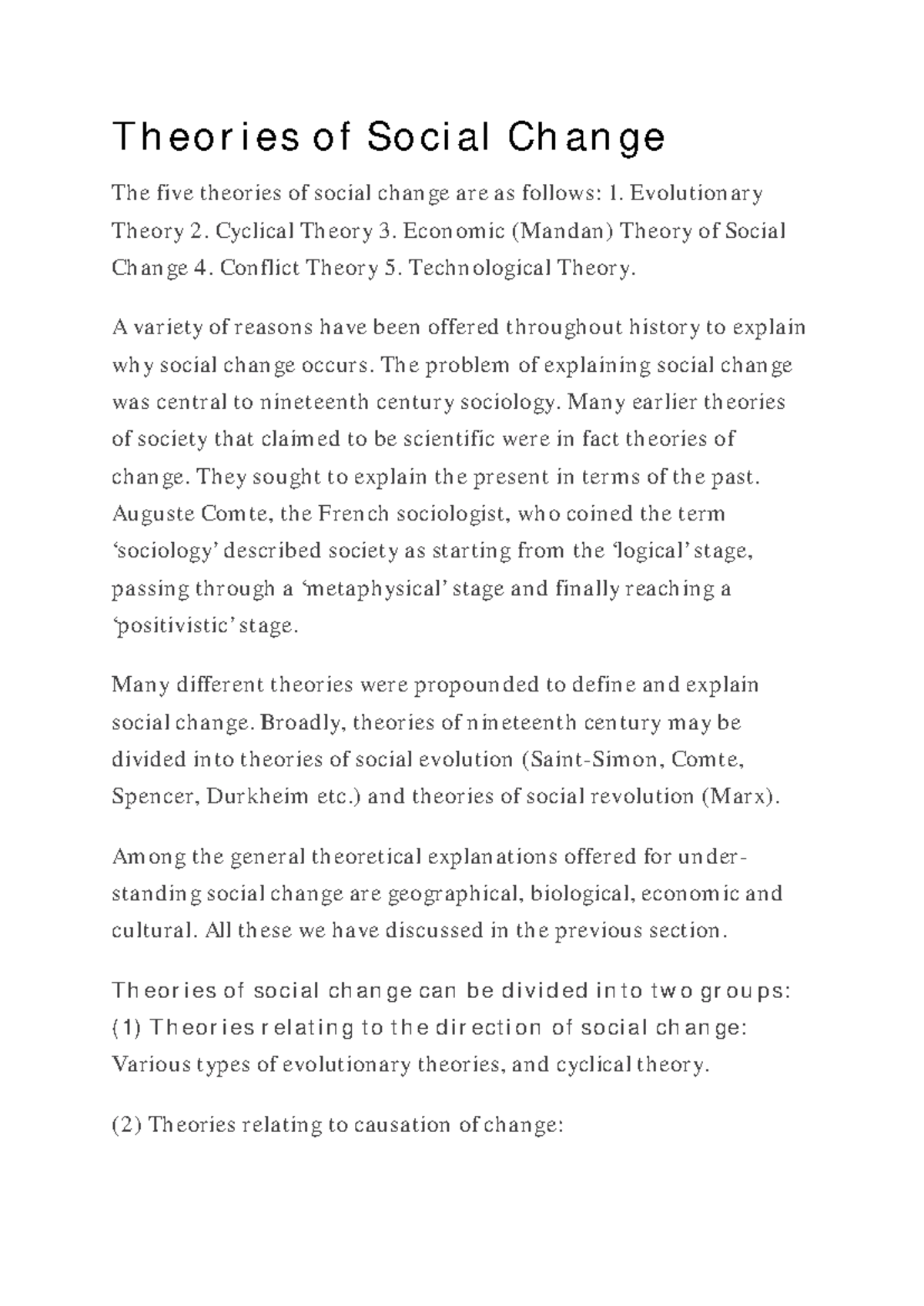 Sociology 101: Theories of Social Change Explained - Studocu