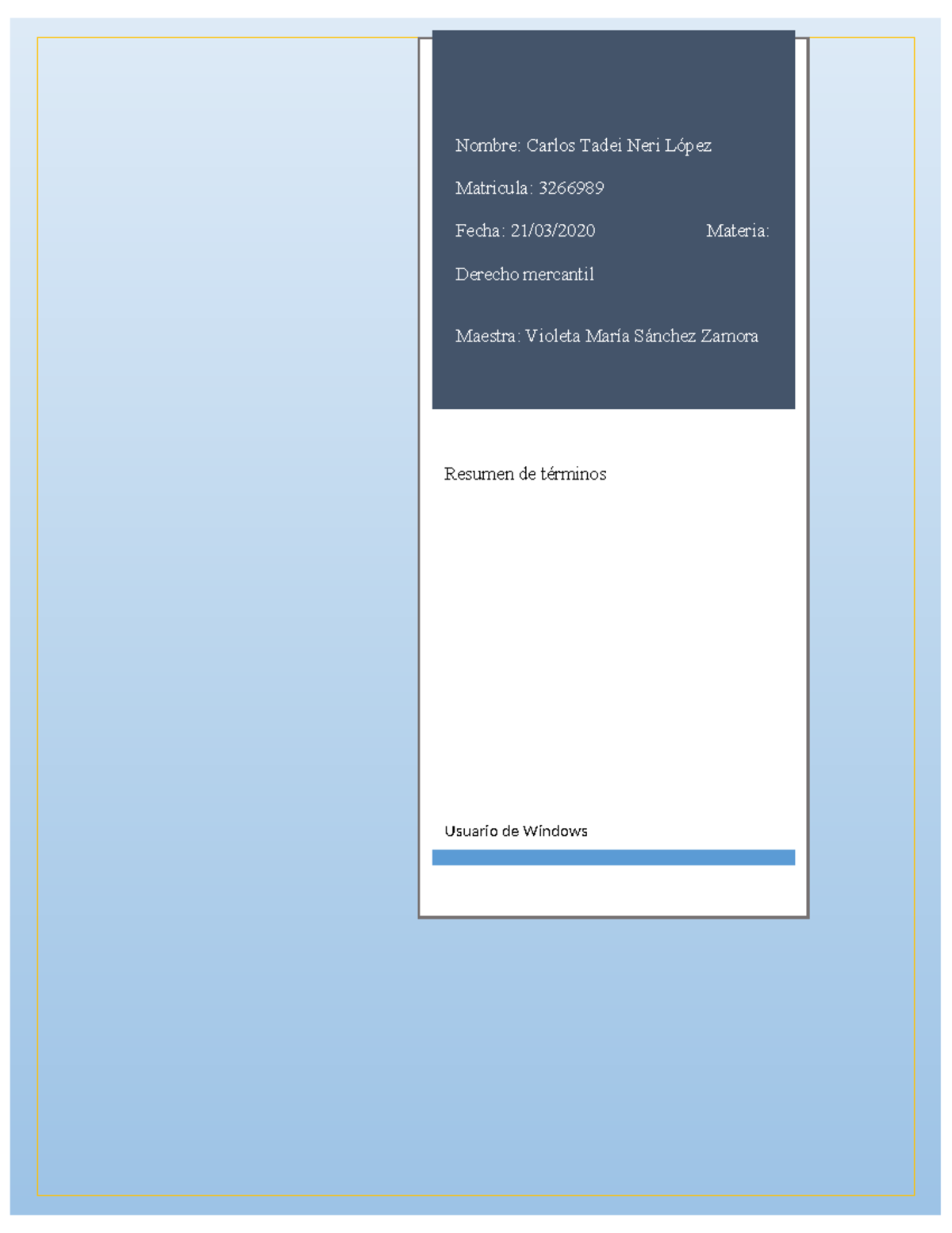 Derecho Mercantil A2 - Resumen de Términos Clave - Studocu