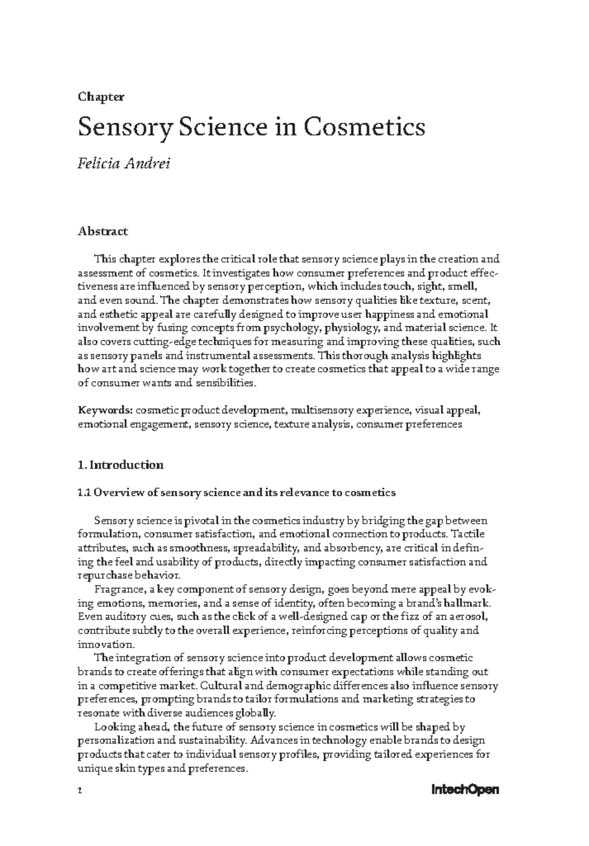 Chapter 1: Sensory Science in Cosmetics - Understanding Consumer Experience - Studocu