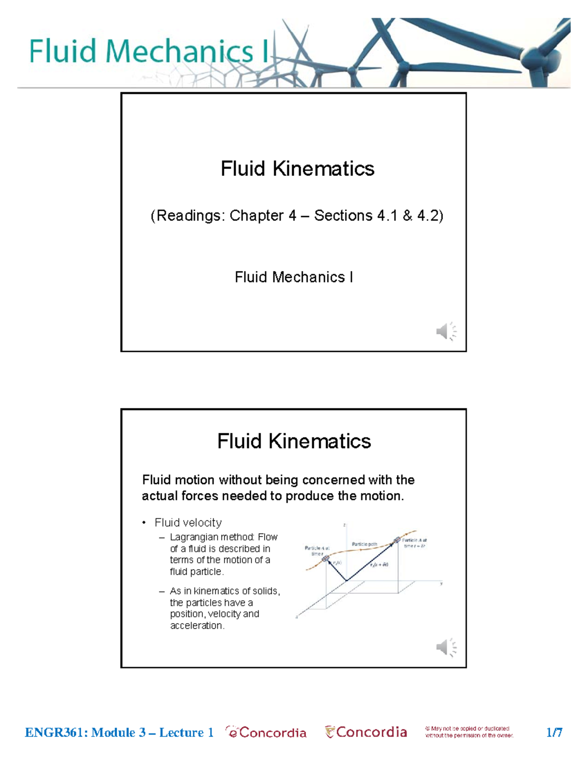 Module 3 lecture notes combined - 1 Fluid Kinematics (Readings: Chapter ...