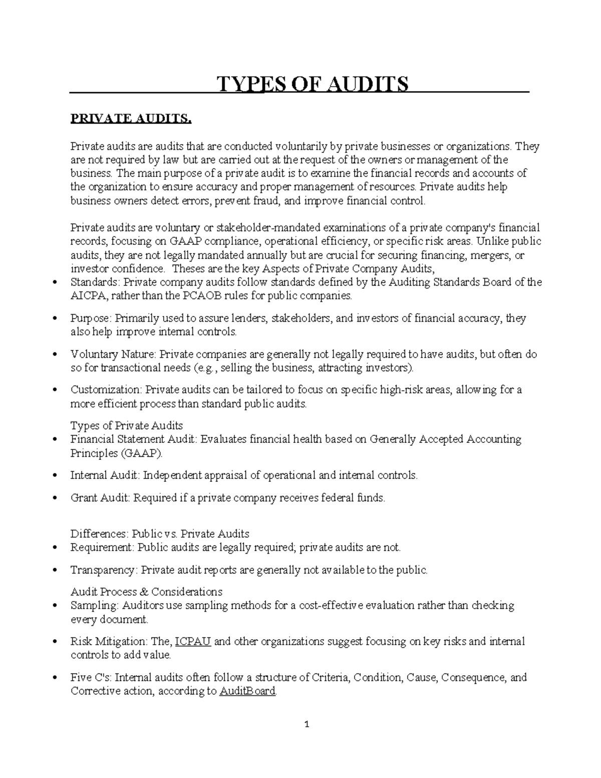 Auditing Topic 2: Types of Audits - Lecture Notes - Studocu