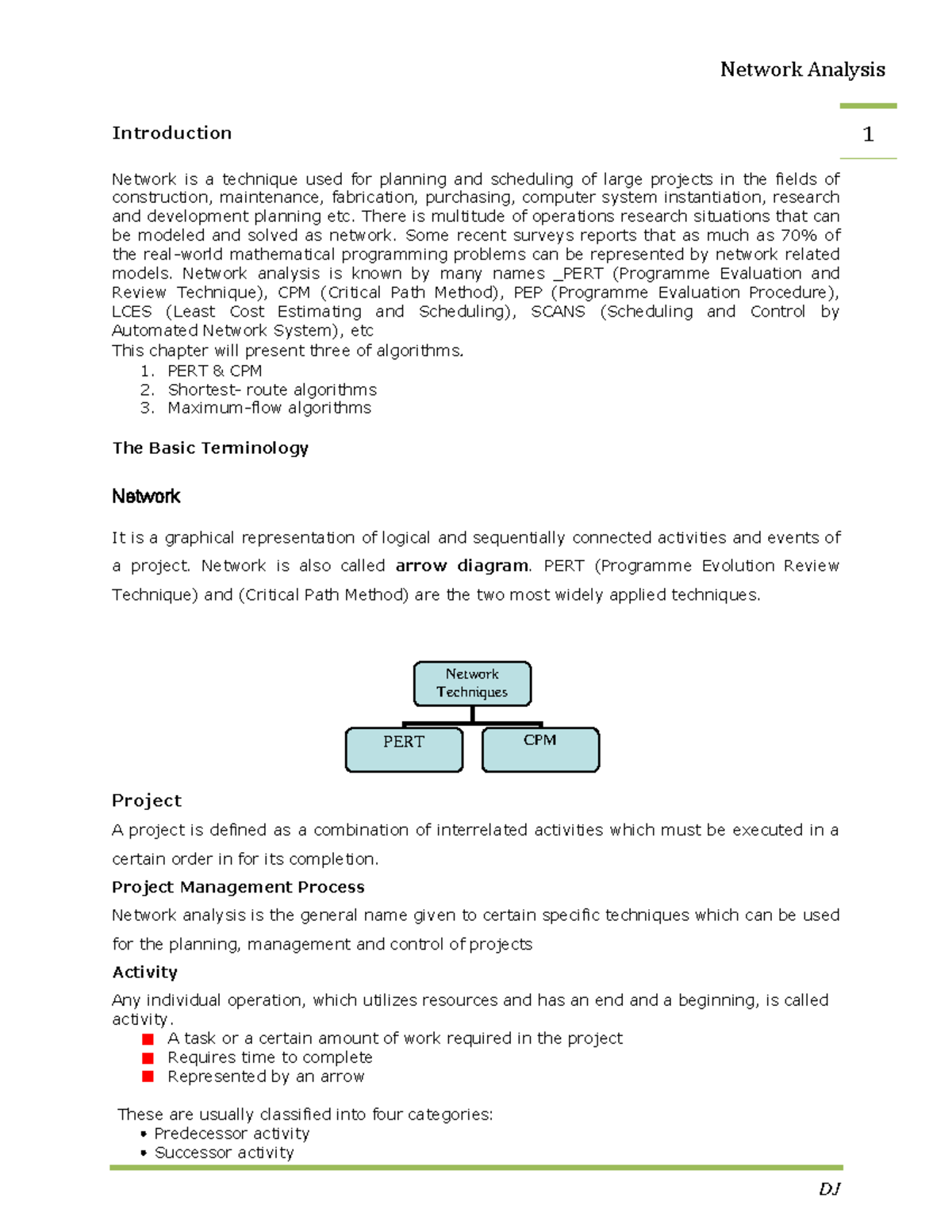 Network Analysis 1: PERT and CPM Techniques Overview - Studocu