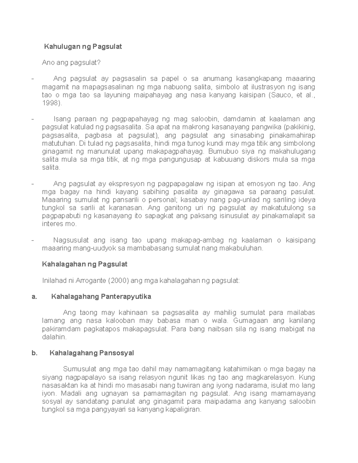 Pagsulat: Kahulugan, Kahalagahan, at Layunin ng Pagsulat (WIKA 101 ...