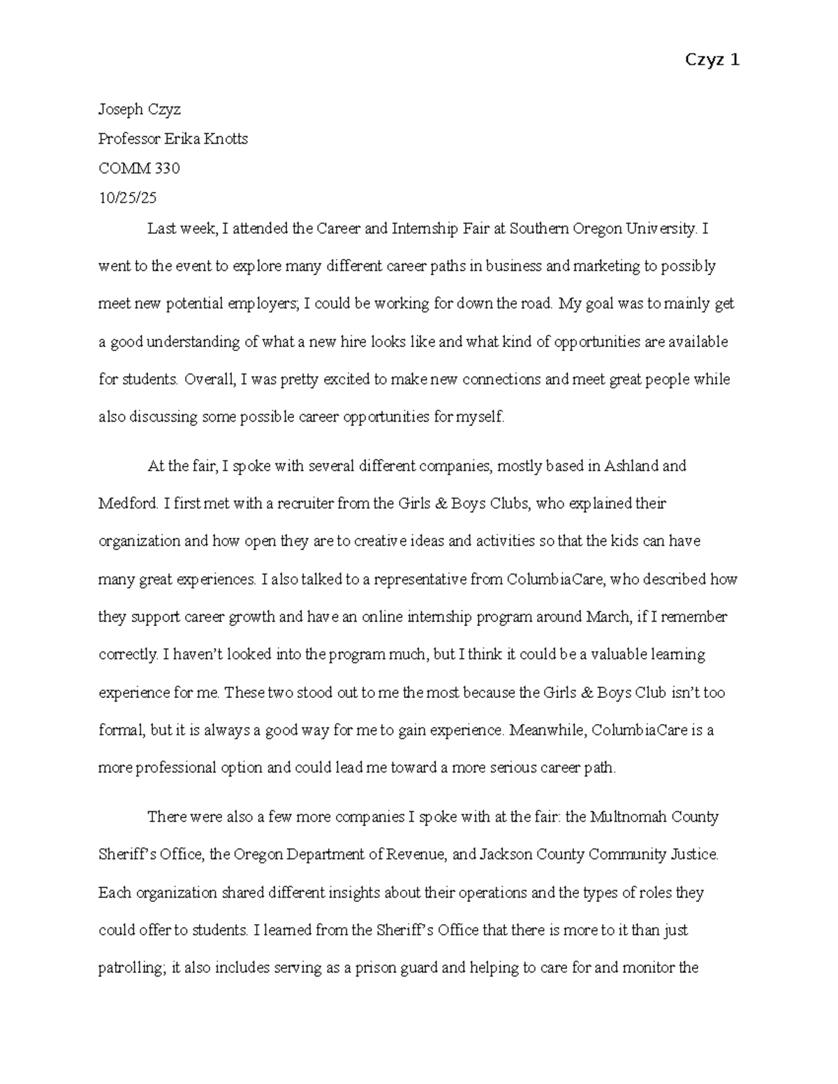 Career Fair Insights and Opportunities - COMM 330 Final Report - Studocu