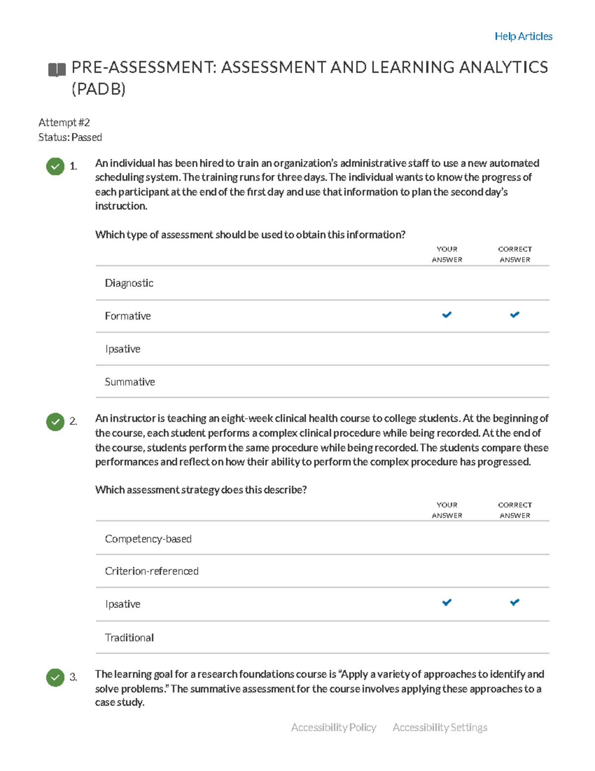 Pre-Assessment D293 Practice Quiz 1st try with answer - Help Articles ...