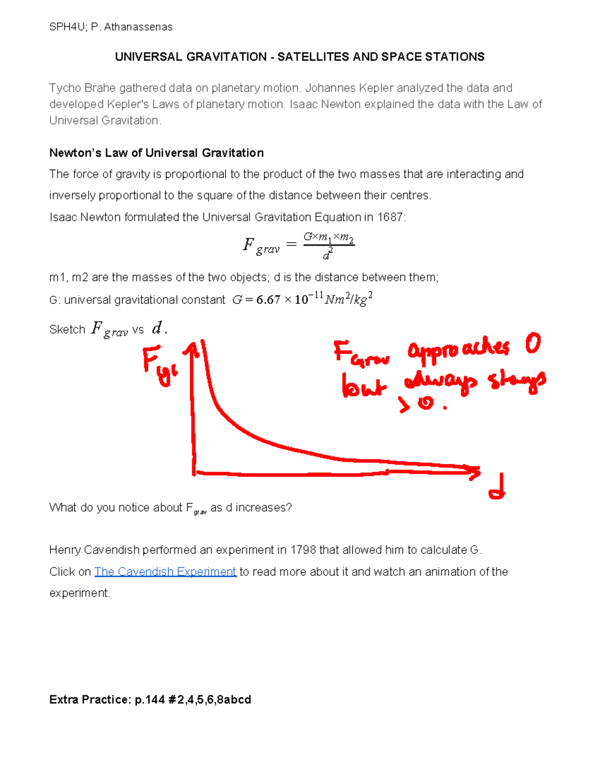 Universal Gravitation - Satellites & Space Stations Notes - Studocu
