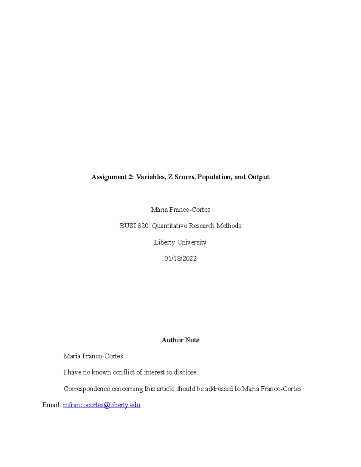 BUSI 820: Statistics Assignment 2 - Understanding Variables & Z-Scores ...