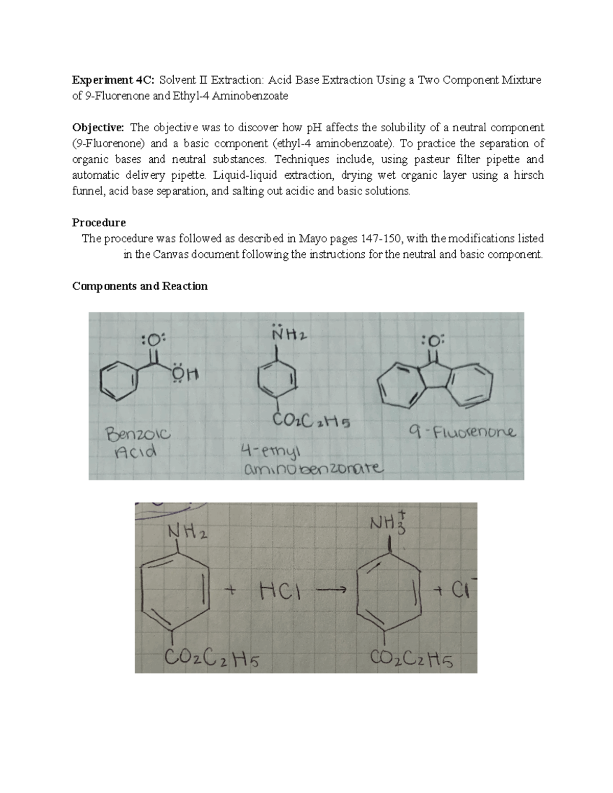 Lab Report for Module 3: Acid Base Extraction of Mixture 4C - Studocu