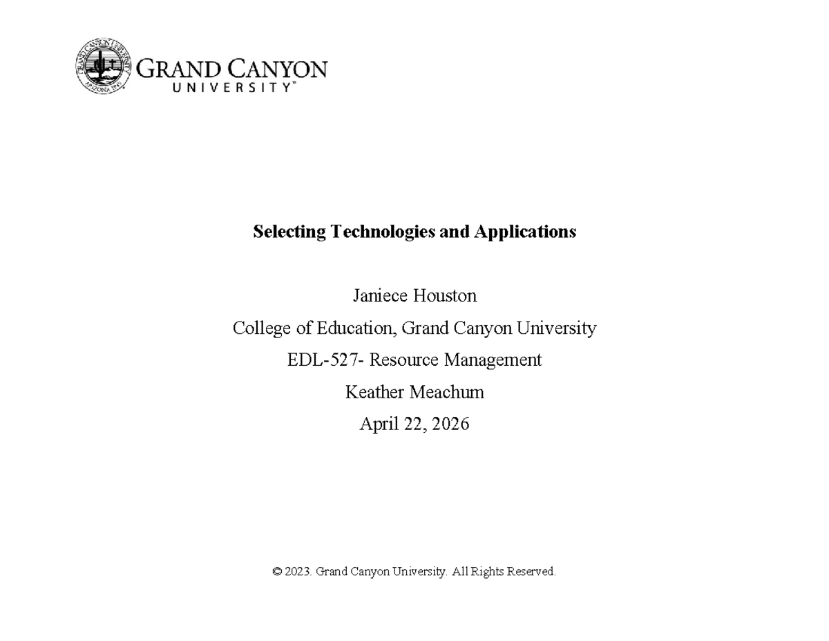 Selecting Technologies & Applications for Resource Management (EDU-202 ...