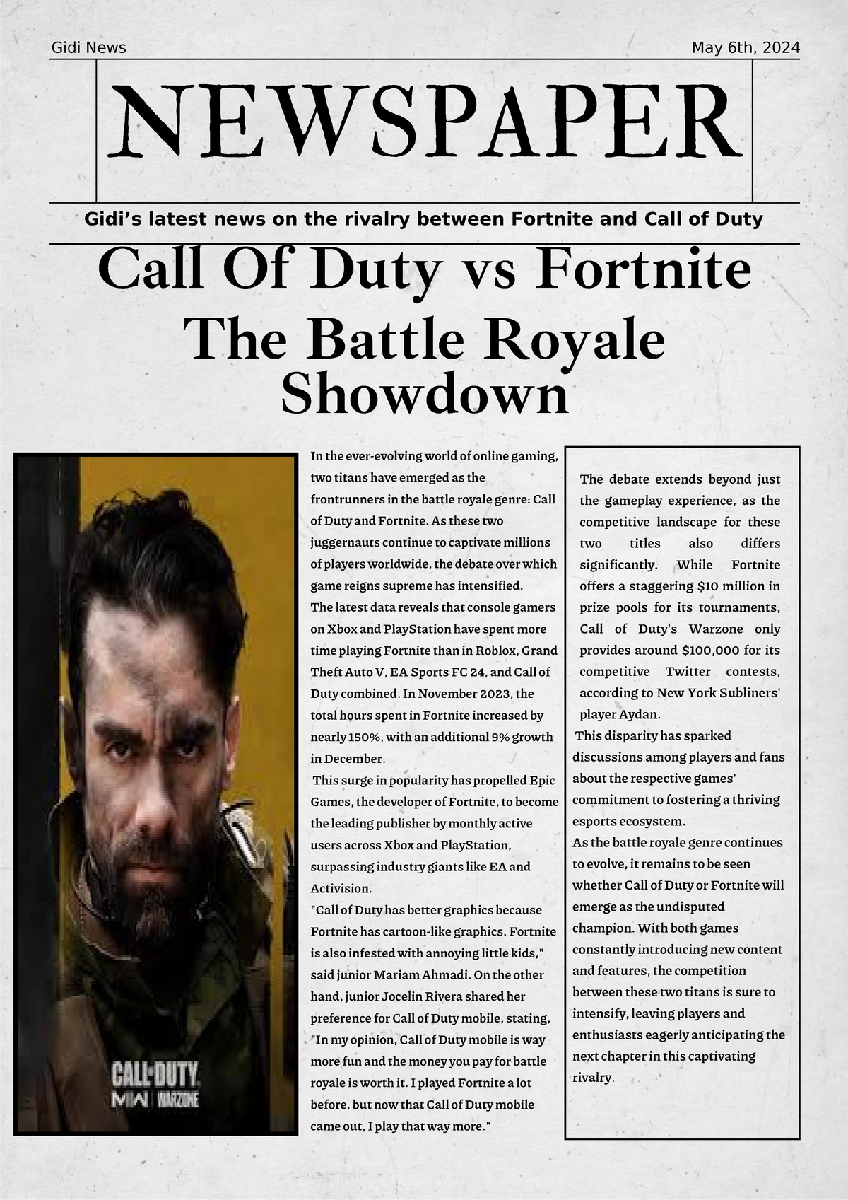 Call of Duty vs Fortnite: The Battle Royale Showdown Analysis - Studocu