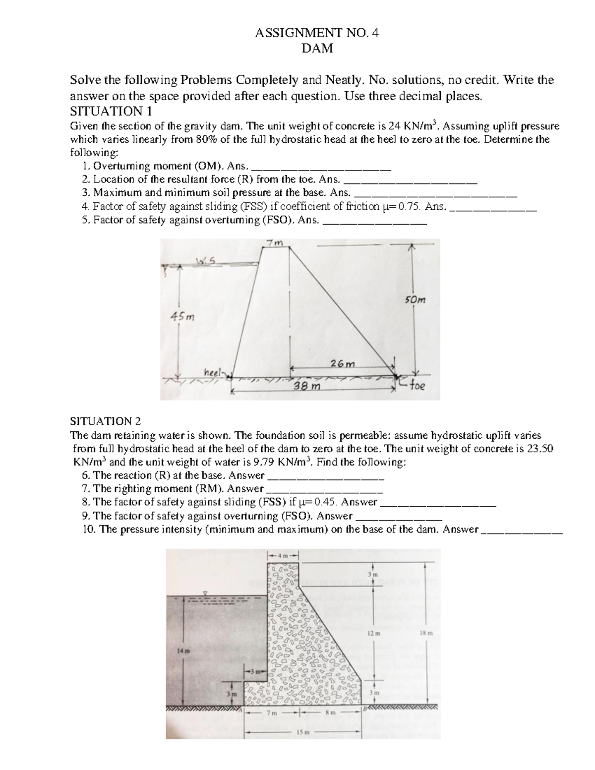 Assignment No. 5 - Dams (Aug. 22, 2025) - Problem Solutions - Studocu