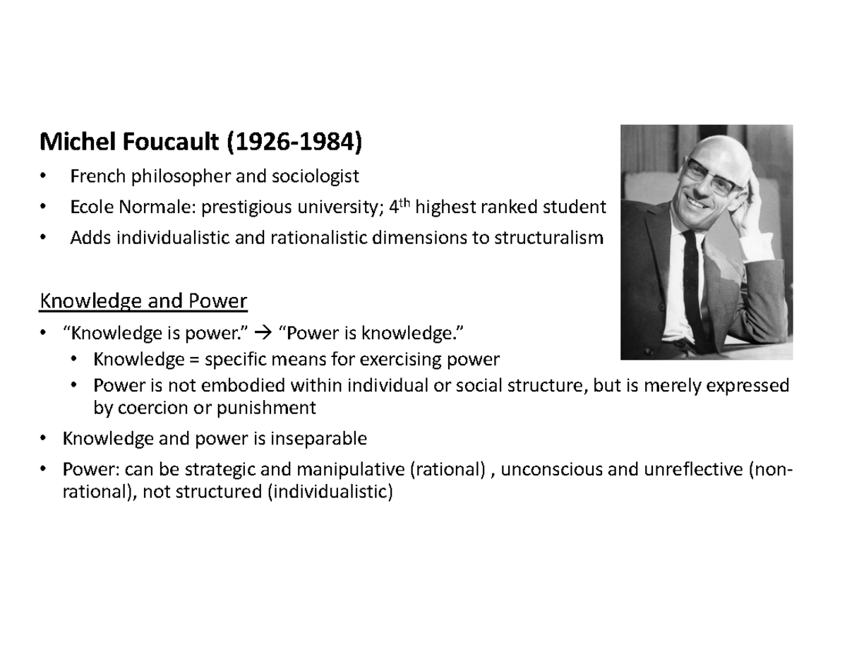 Soci300 Presentation - Michel Foucault (1926-1984) French philosopher ...