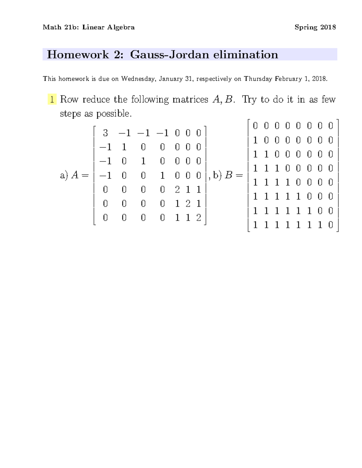Hw02-sol - Harvard University - Course -Linear Algebra and Differential ...