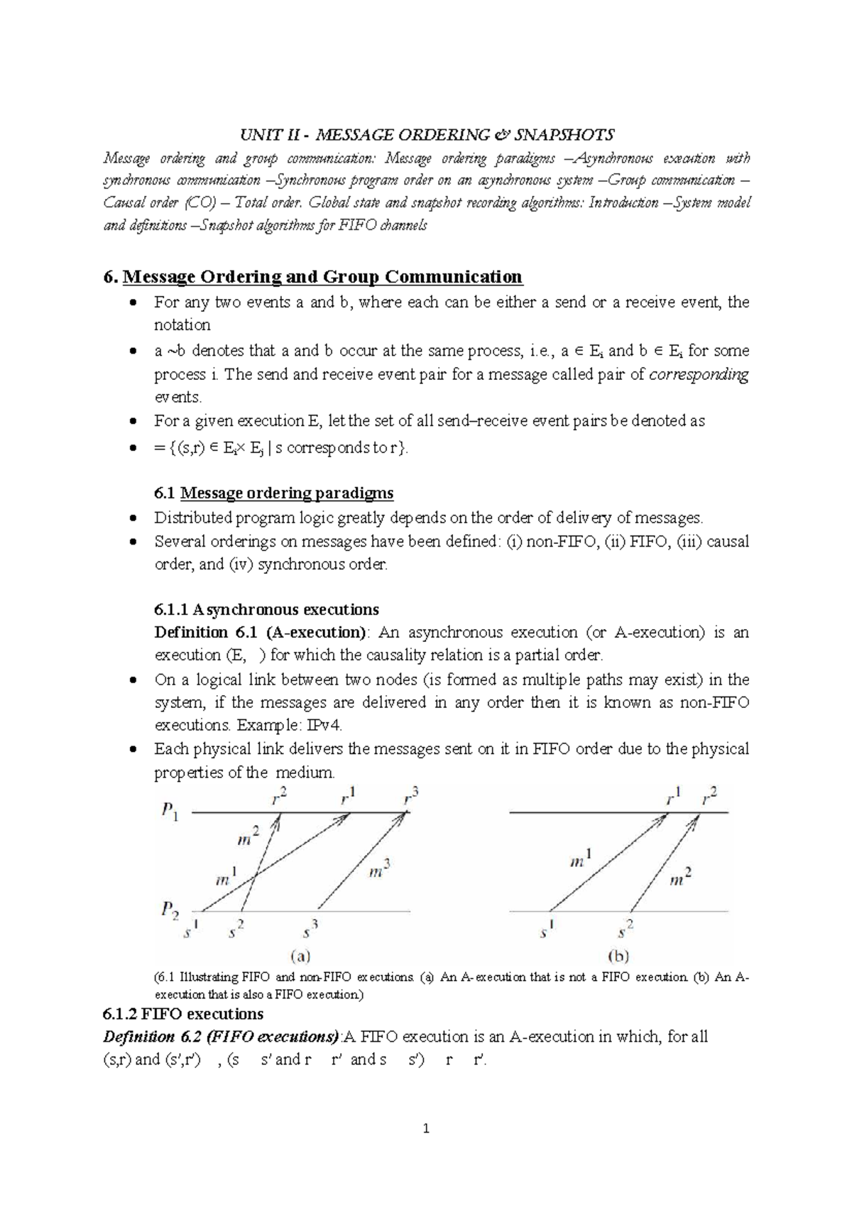 DS UNIT 2 - Message Ordering and Global State in Distributed Systems ...