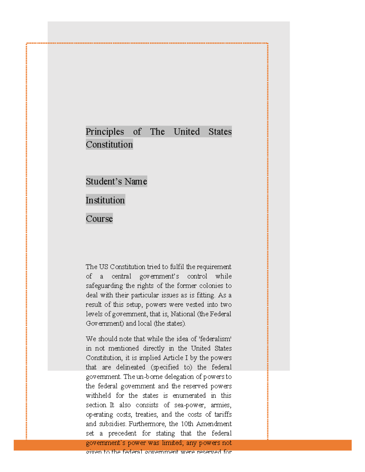Principles of The United States Constitution - Principles of The United ...