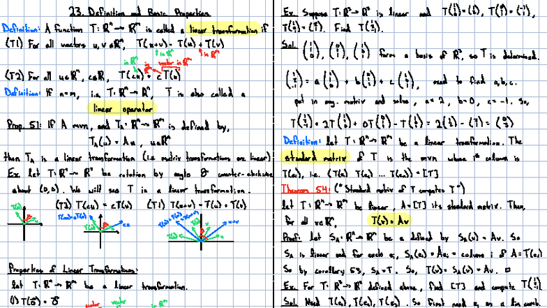 23. Linear Transformations: Definitions and Basic Properties - Studocu