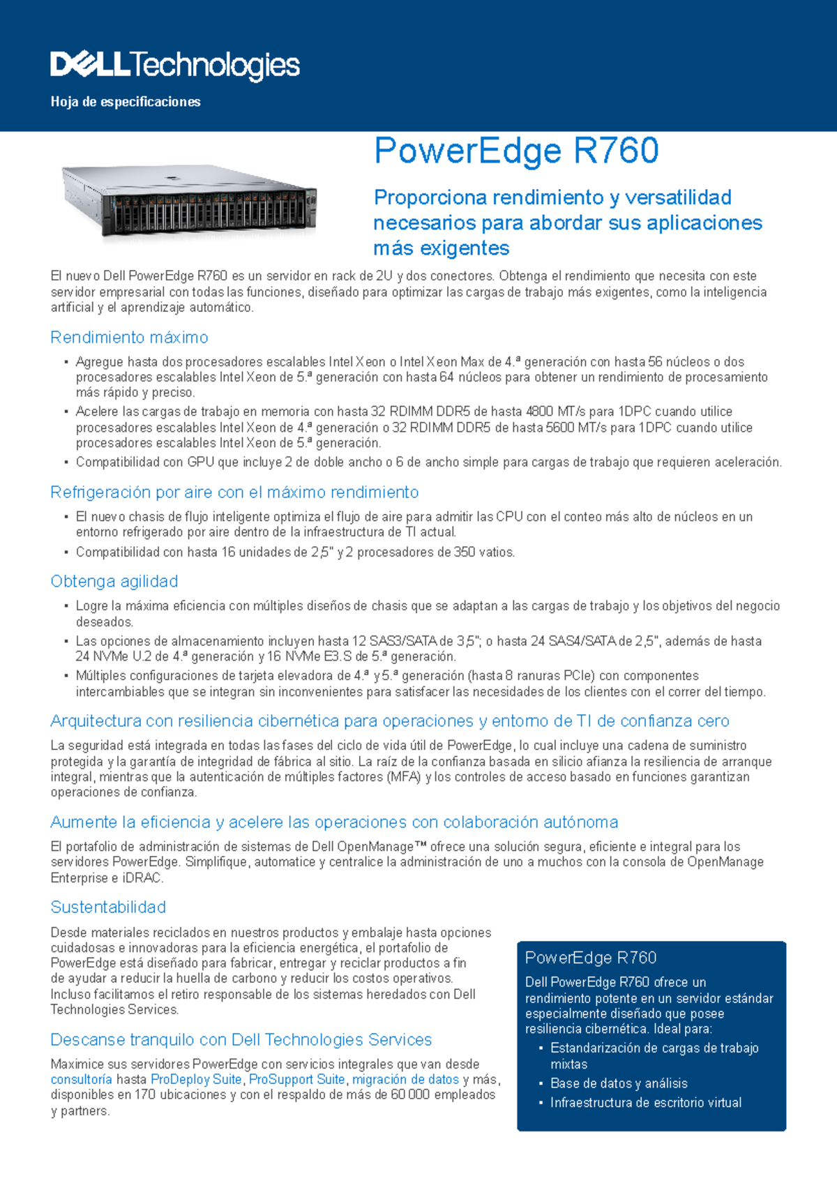 Poweredge r760 spec sheet - PowerEdge R Proporciona rendimiento y ...