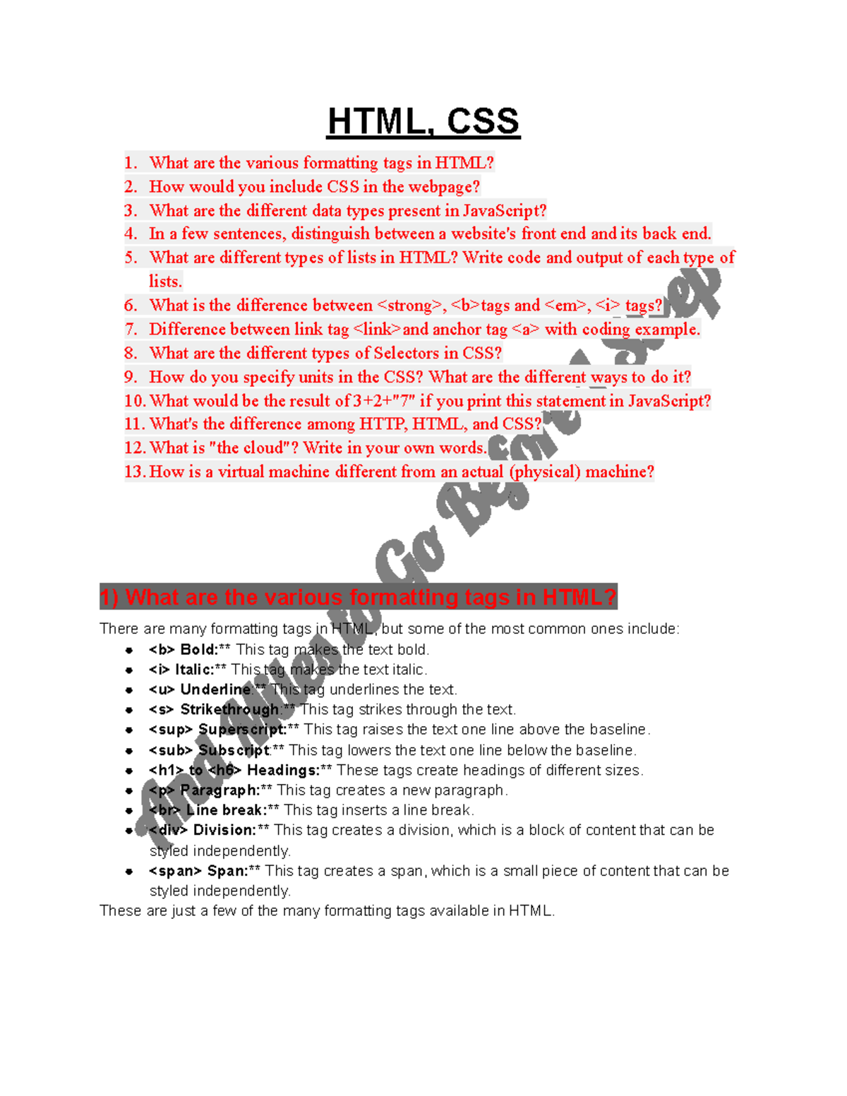 106 HTML, CSS - Practice Sheet for Web Development Concepts - Studocu