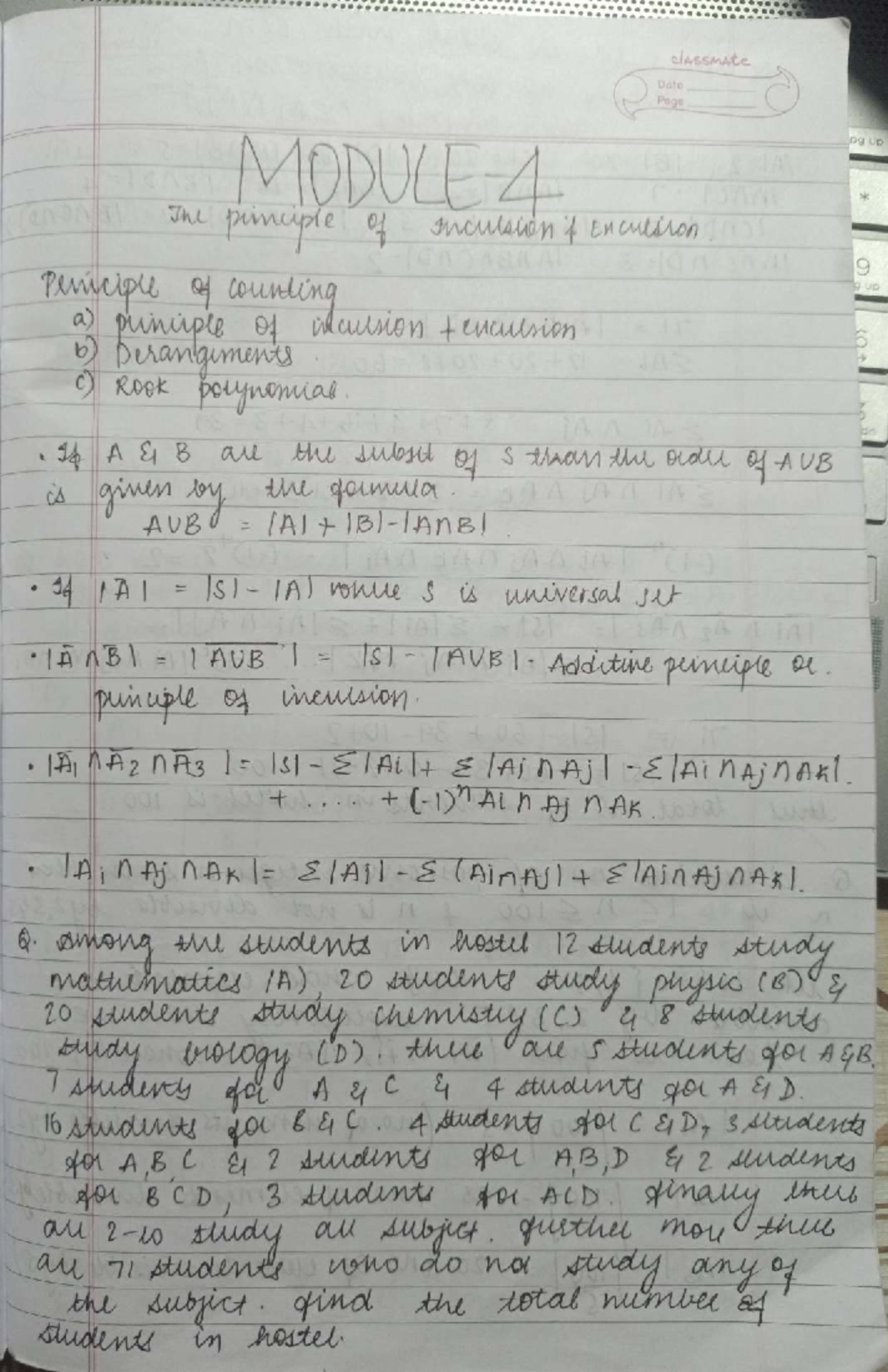 M-4: Comprehensive Notes on Inclusion-Exclusion Principles and ...