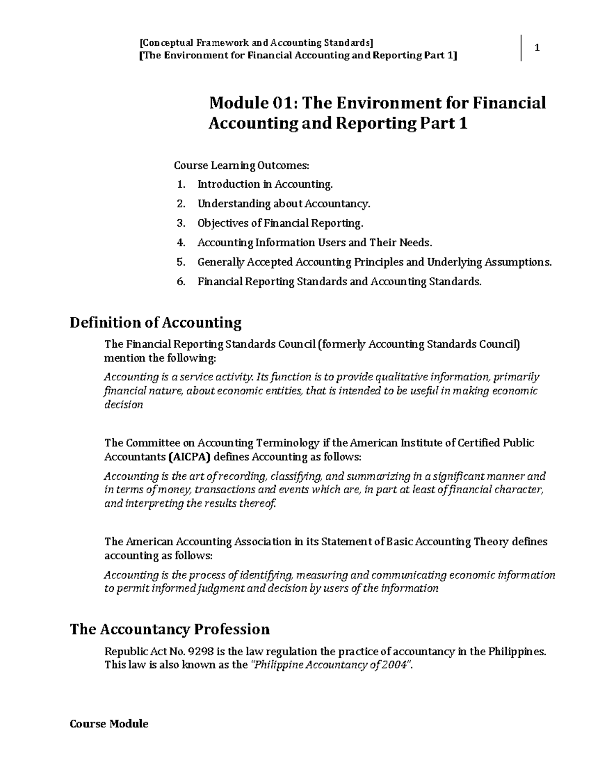 Framework and Accounting Environment for Financial Accounting and ...