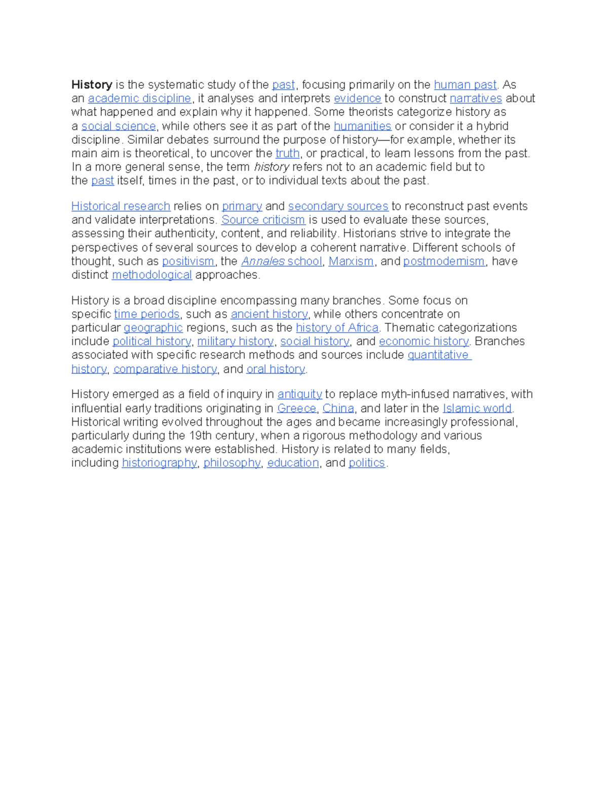 History: An Overview of the Discipline and Its Methodologies - Studocu