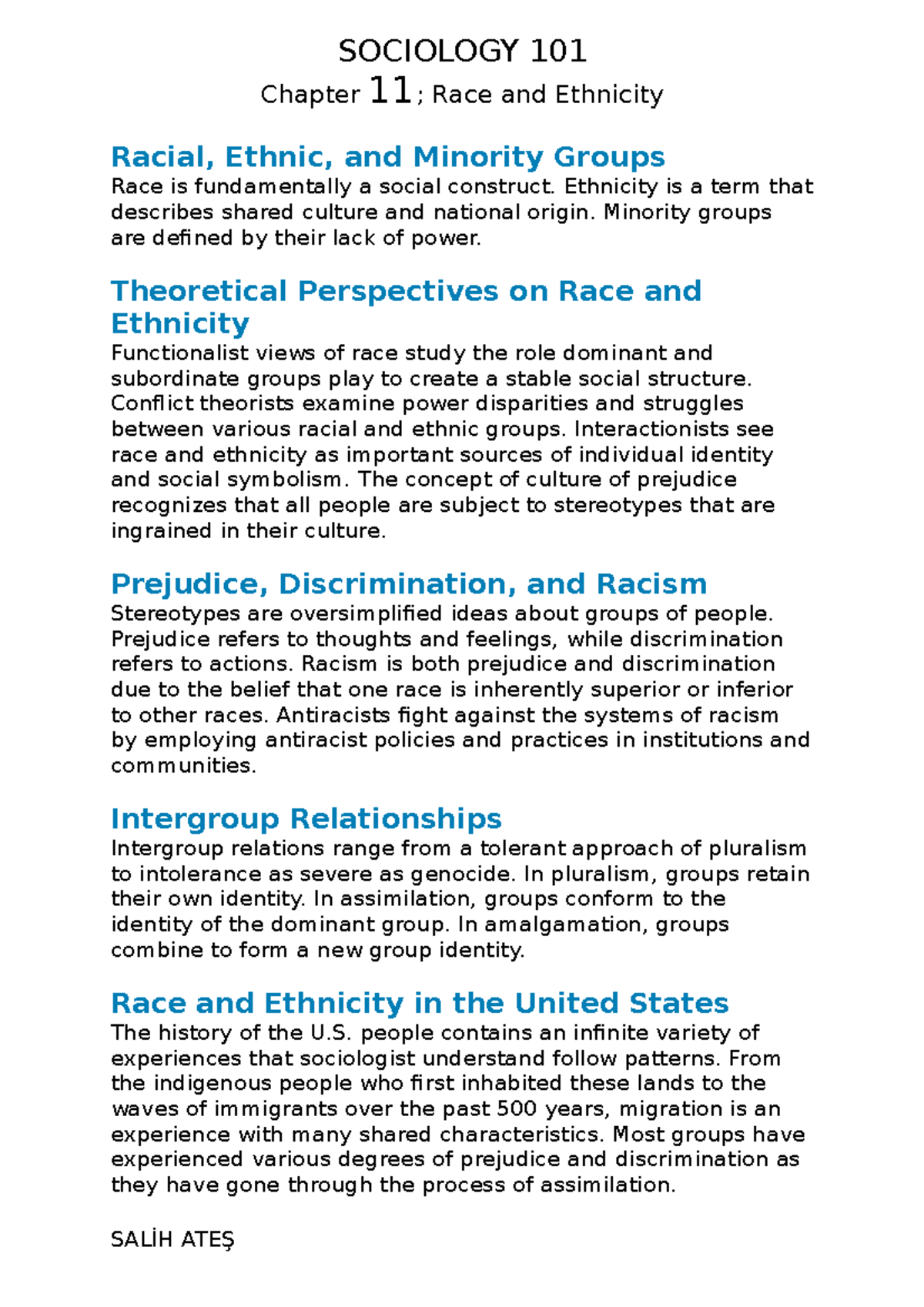 SOC 101 Chapter 11 - summary of soc 101 - SOCIOLOGY 101 Chapter 11 ...