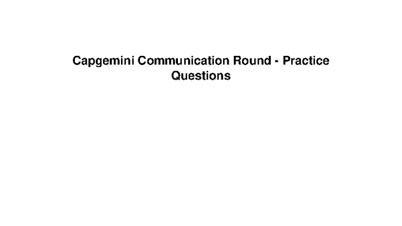 Capgemini Communication Round Practice Questions & Answers - Studocu